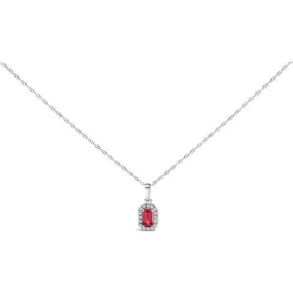 HAUS OF BRILLIANCE 10k White Gold Gemstone And Diamond Pendant Necklace - Pink Tourmaline | White